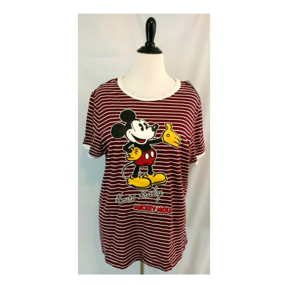 Disney | Tops | Mickey Mouse Plus X Tee Top Womens Graphic Stripe ...